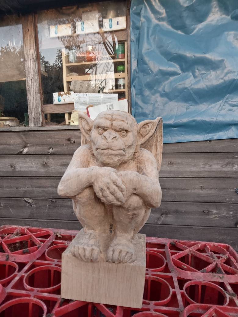 Oak Gargoyle Finial, Gothic Carving, Oak Grotesque,medieval Oak Carving ...