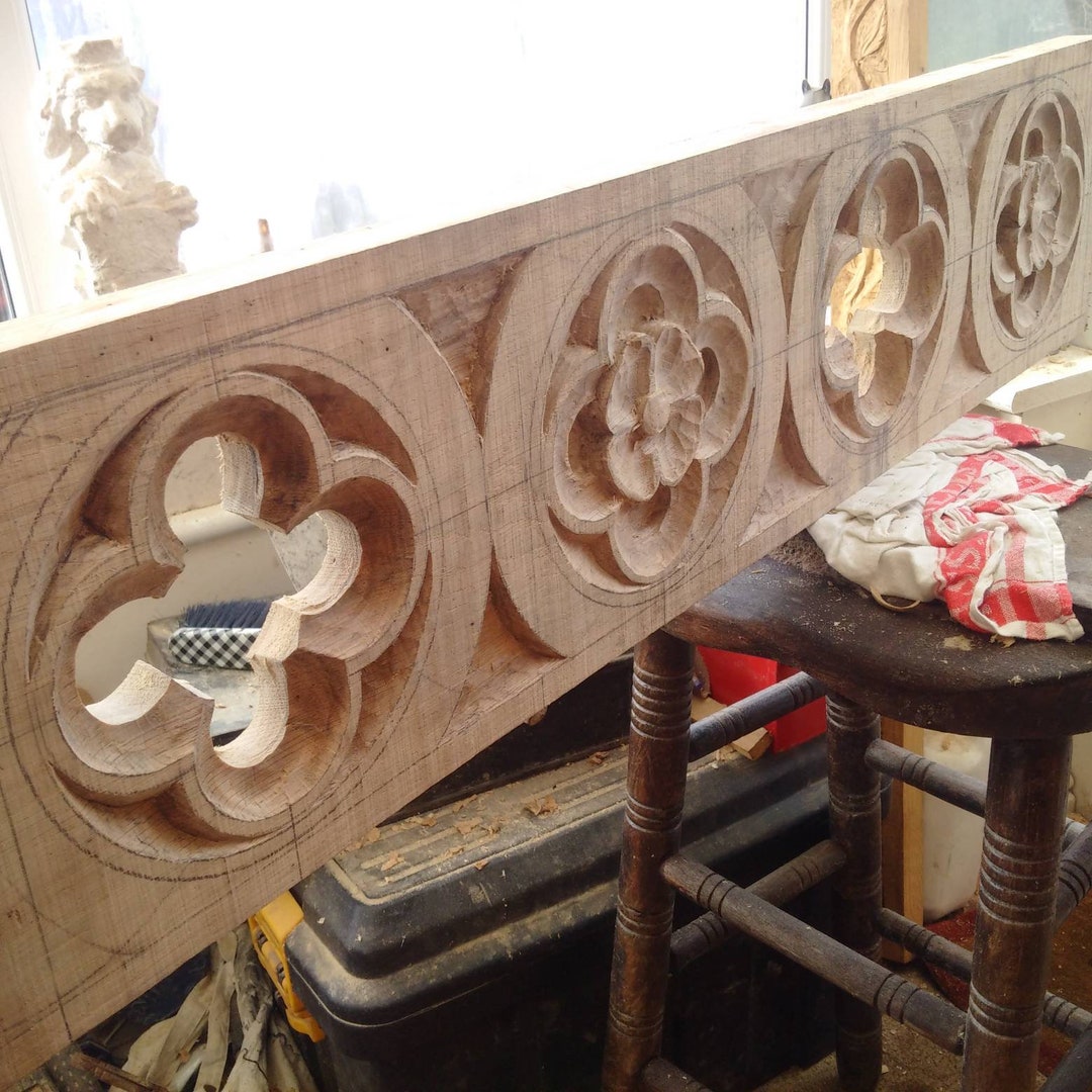 Gothic Oak Tracery Panels, Gothic Oak Tracery Bargeboard, Tracery Carving Carved Oak Tracery. - Etsy
