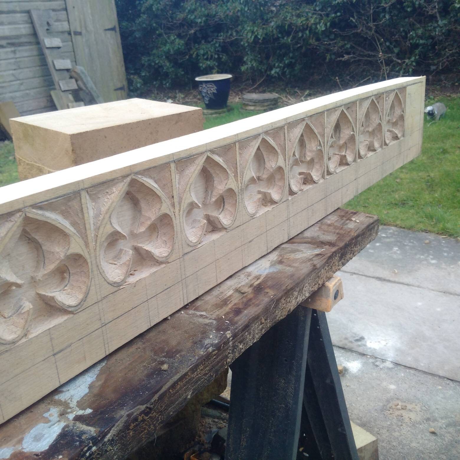 Gothic Tracery,decorative Oak Bargeboard,traditionally Hand Carved ...