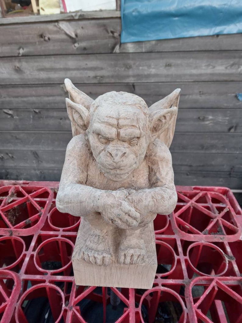 Oak Gargoyle Finial, Gothic Carving, Oak Grotesque,medieval Oak Carving ...