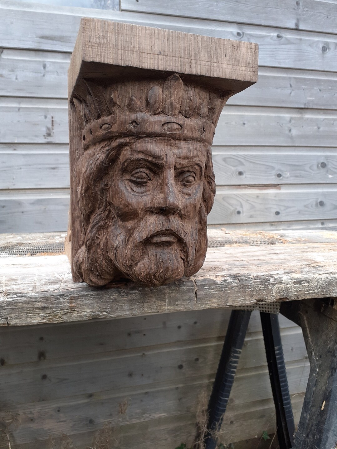 Old Vintage Oak Carving,oak King Corbel,gothic Carving of a King ...
