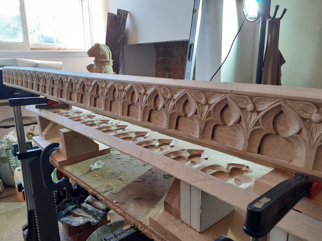 Traditionally Hand Carved Gothic Oak Tracery Bargeboard and Mouldings ...