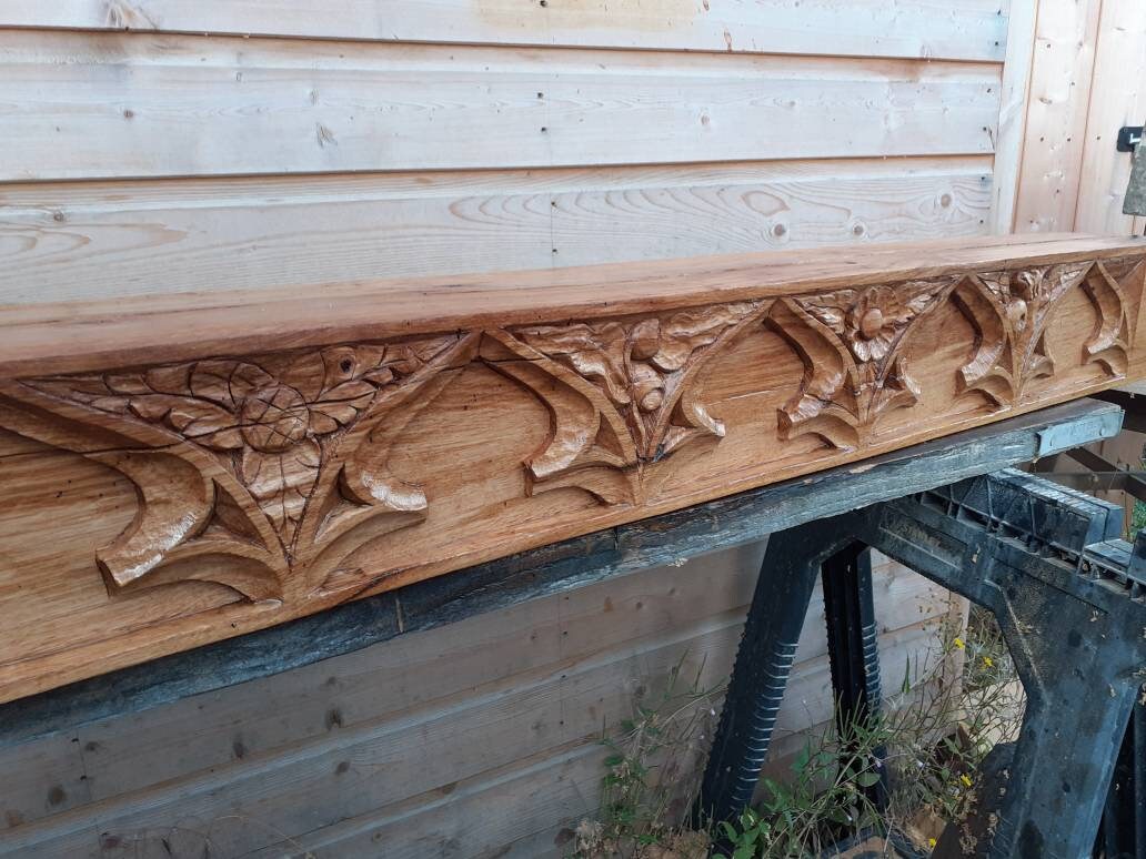 Gothic Oak Tracery,carved Oak Beam for Lintel or Log Burner, Gothic ...