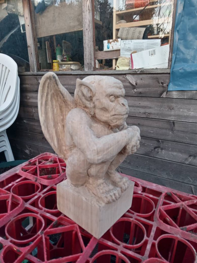 Oak Gargoyle Finial, Gothic Carving, Oak Grotesque,medieval Oak Carving ...