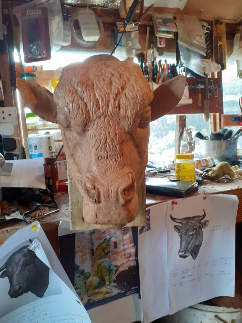 Oak Bull Corbel Oak Bull Bracket Oak Bracketoak Bull - Etsy