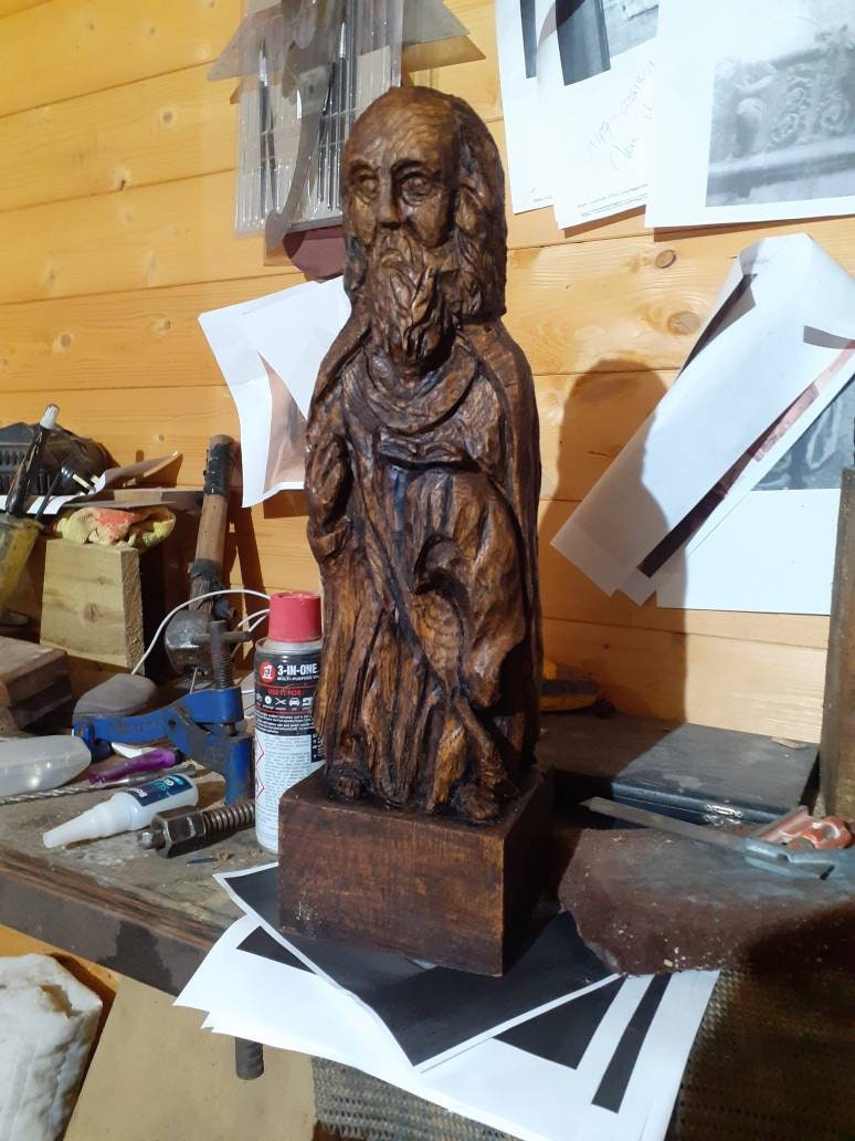 Gothic Oak Saint, Medieval Style Carving,oak Carving,church Oak Saint ...