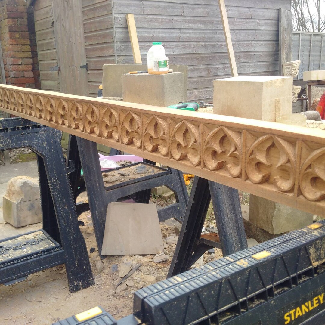 Gothic Tracery,decorative Oak Bargeboard,traditionally Hand Carved ...
