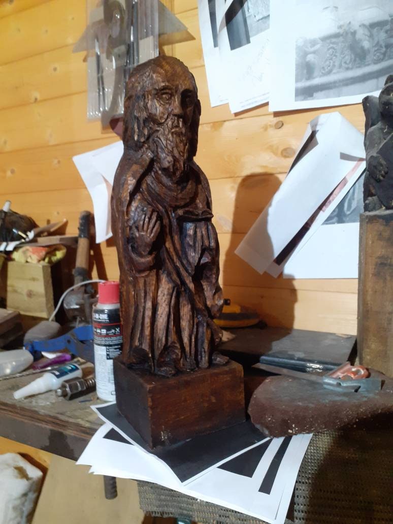 Gothic Oak Saint, Medieval Style Carving,oak Carving,church Oak Saint ...