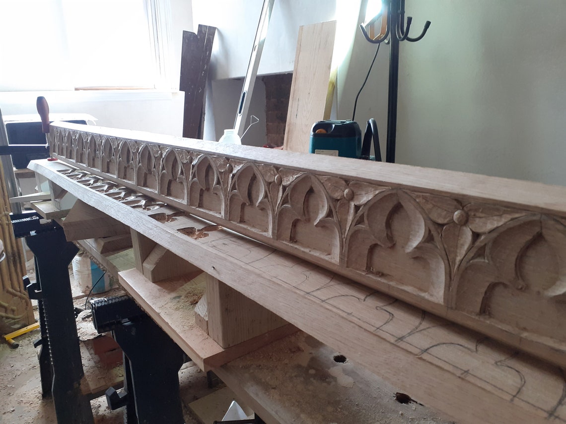 Traditionally Hand Carved Gothic Oak Tracery Bargeboard and Mouldings ...