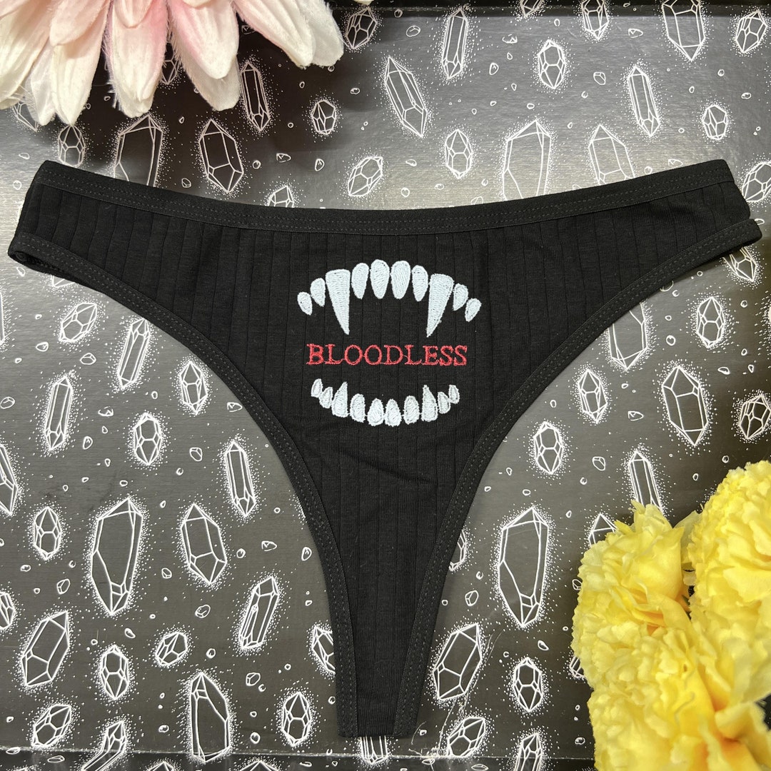 Vampire Bite Bloodless Embroidered Thong Underwear Panty - Etsy