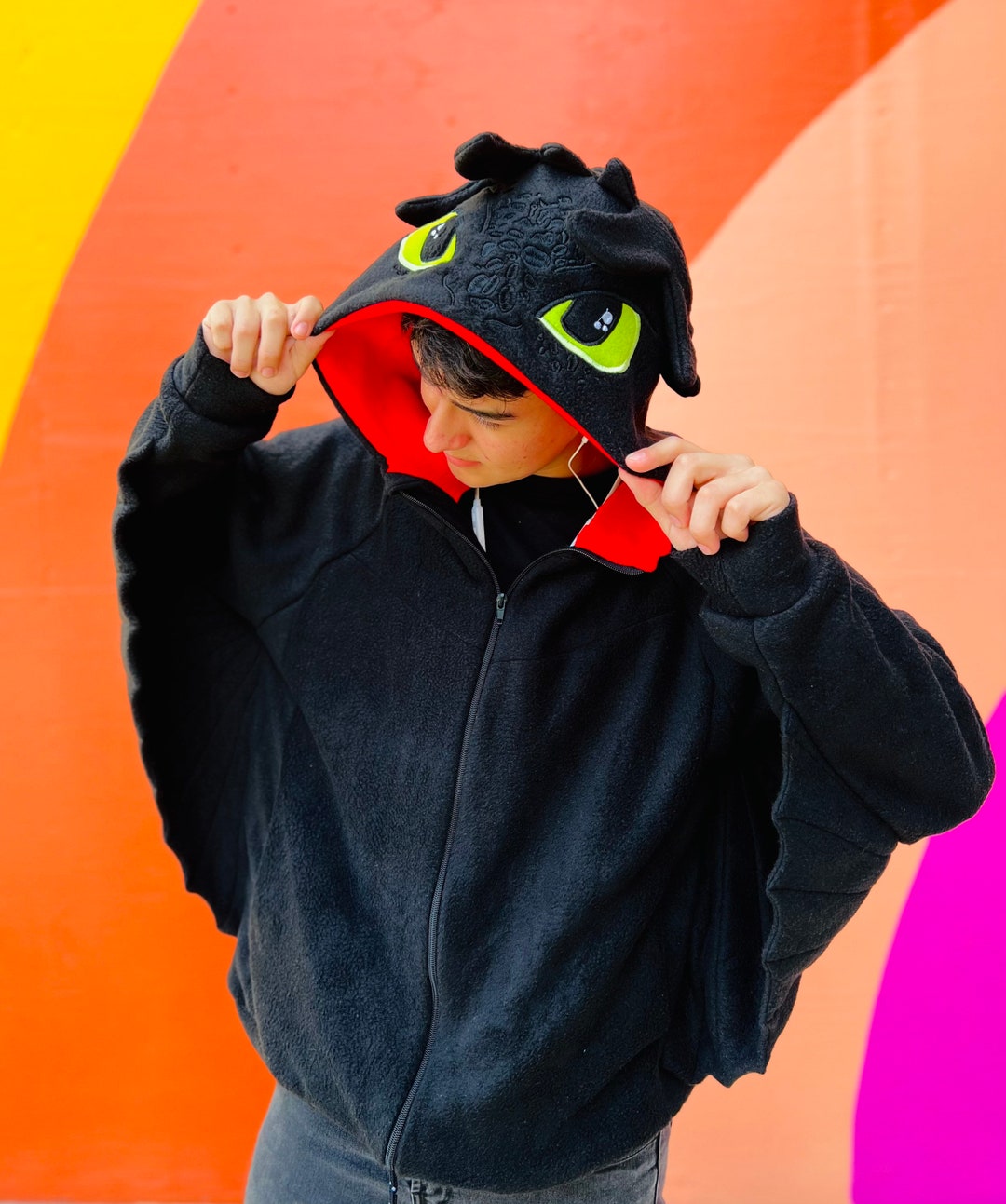 Toothless// Hoodie/adults Black Dragon Hoodie With Hat Costume, Cosplay ...