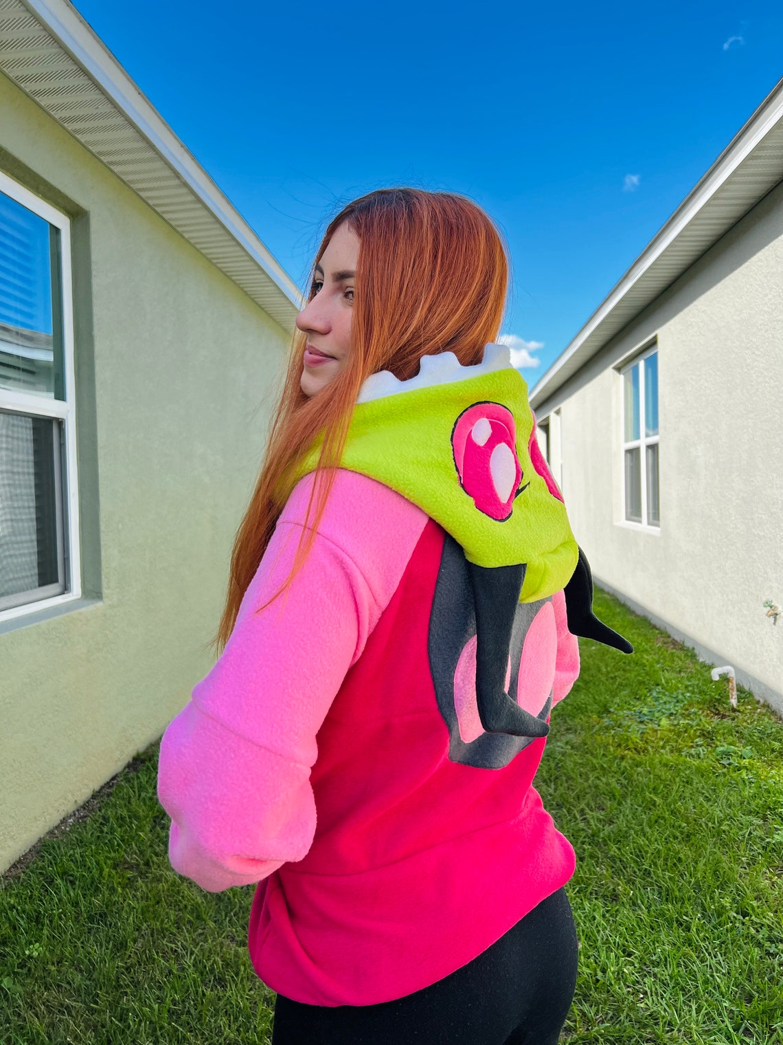 Handmade Alien Cartoon Hoodie – Embroidered Unisex Zip-up Jacket, Retro ...