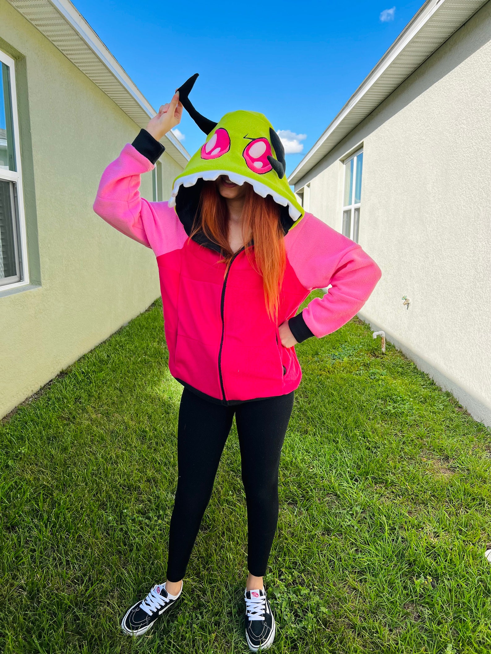 Handmade Alien Cartoon Hoodie – Embroidered Unisex Zip-up Jacket, Retro ...