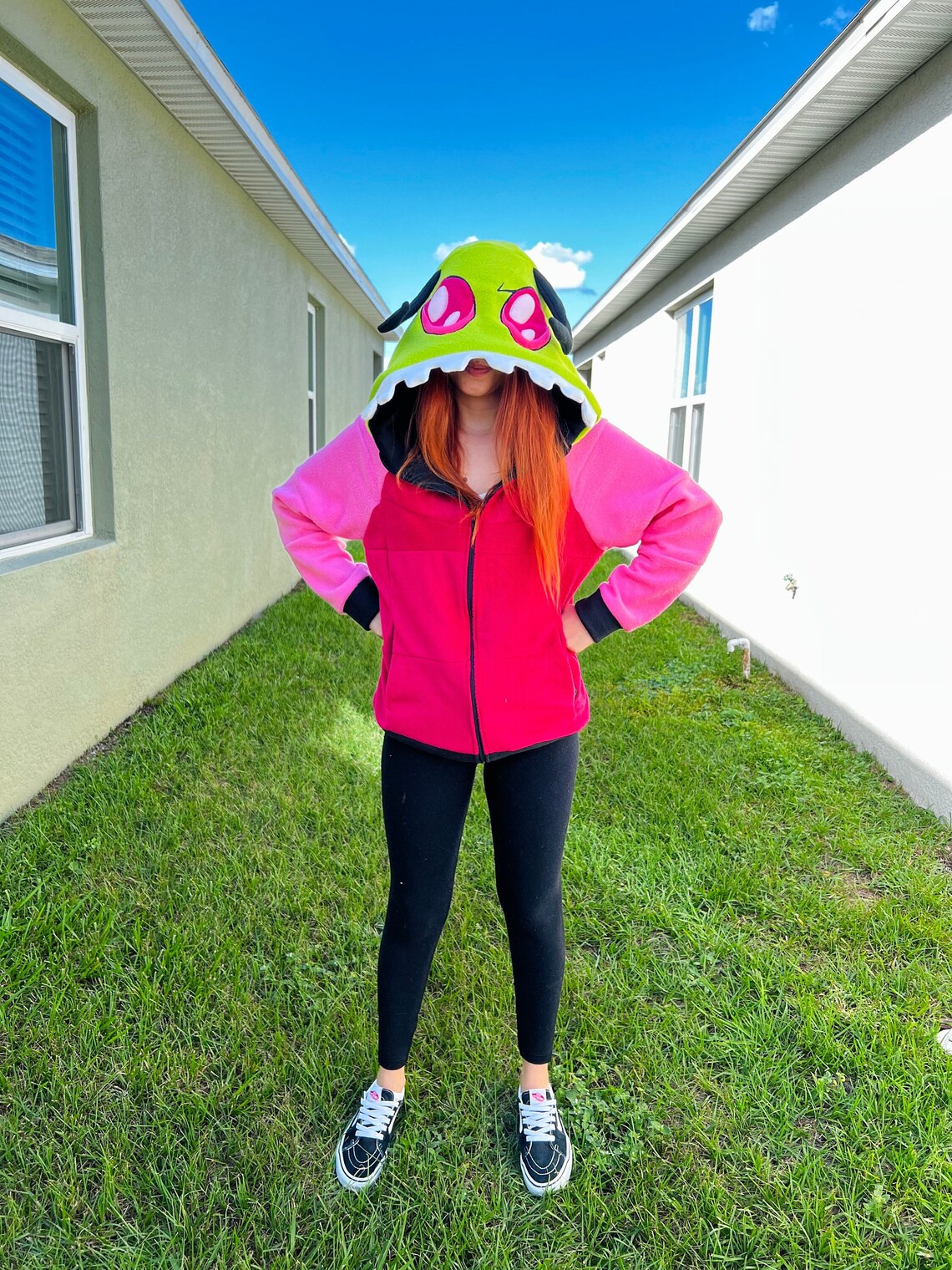 Handmade Alien Cartoon Hoodie – Embroidered Unisex Zip-up Jacket, Retro ...