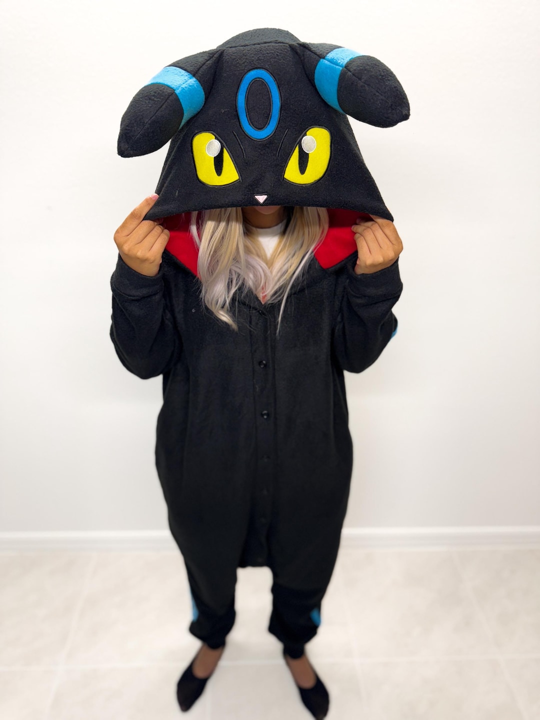 Blue Glow Fox Pajamas Kigurumi – Ultra-soft Fleece Cosplay Black Fox ...