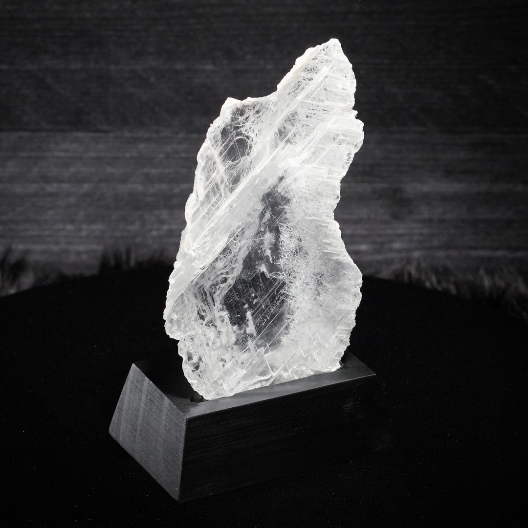 Gypsum Selenite on Wooden Stand From Brazil - Etsy
