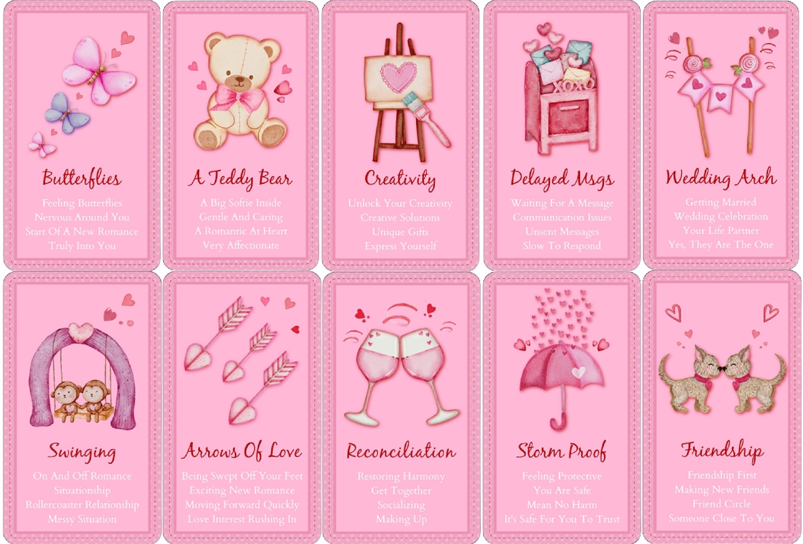 SWEET Romance (100 Cards) Pink Oracle Deck , Pink Tarot - Etsy