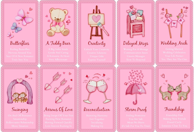 SWEET Romance (100 Cards) Pink Oracle Deck , Pink Tarot - Etsy