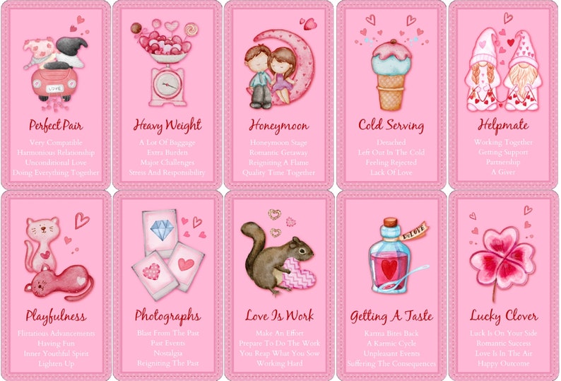 SWEET Romance (100 Cards) Pink Oracle Deck , Pink Tarot - Etsy