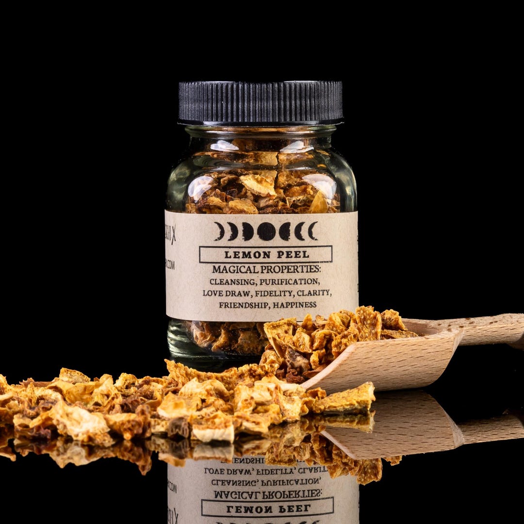 LEMON PEEL - Witchcraft Spell Herb Jar for Spellwork - Apothecary Curio ...