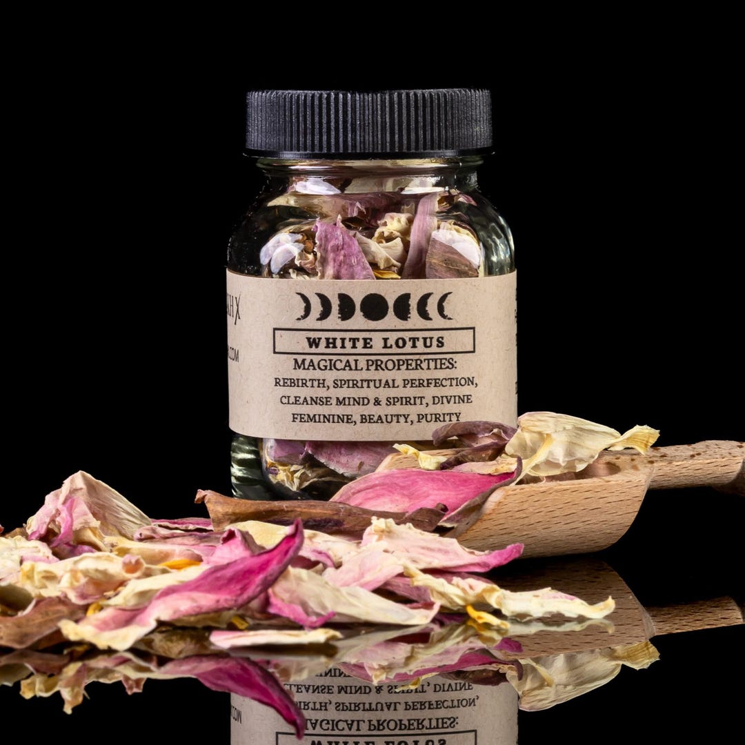 WHITE LOTUS FLOWERS - Witchcraft Spell Herb Jar for Spellwork ...