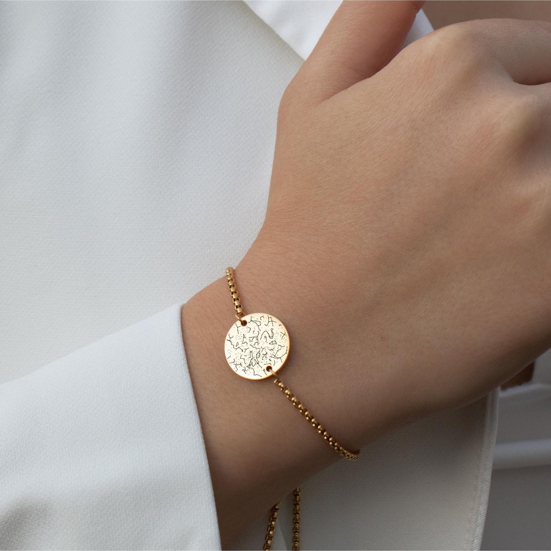 Custom Star Map by Date Engraved Bracelet, 1st Anniversary Gift for ...