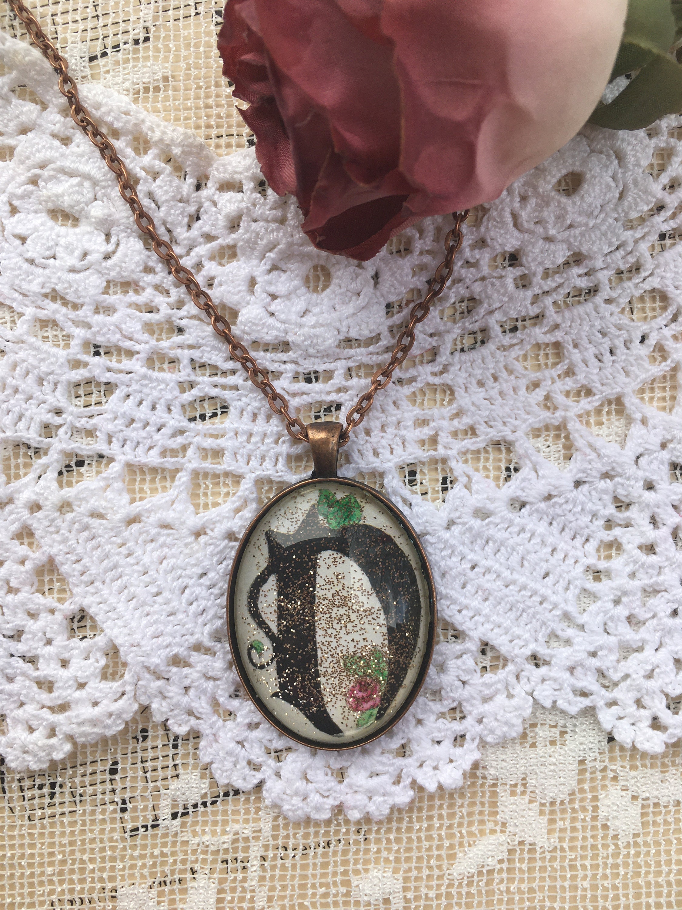 Black Letter N Pendant Initial Necklace Monogrammed - Etsy