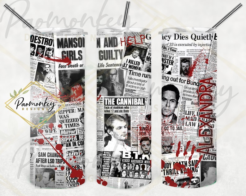 Serial Killers | Crime Lover | Themed Custom 20oz Tumbler With Plastic ...