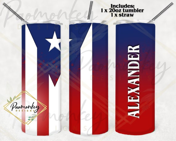 Puerto Rican Flag Themed Puerto Rico PR Custom 20oz | Etsy