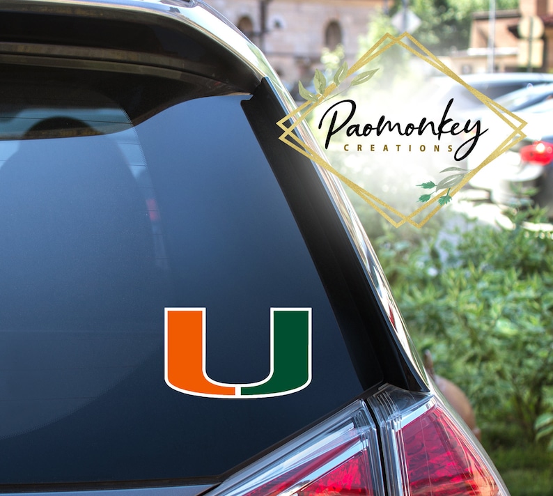 University of Miami Logo * Decal, Vinyl Sticker for Car, Laptop, and ...