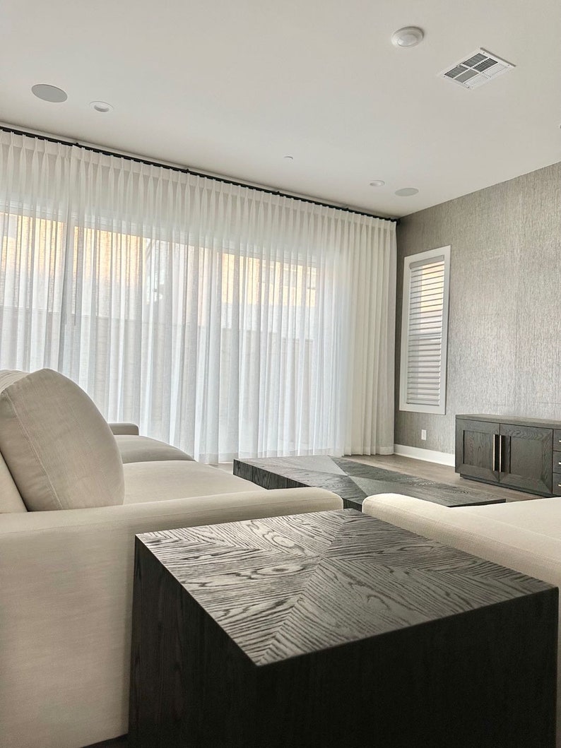 Linen Look Sheer Handcrafted Drapery Sheer Pinch Pleated Sheer Elegant ...