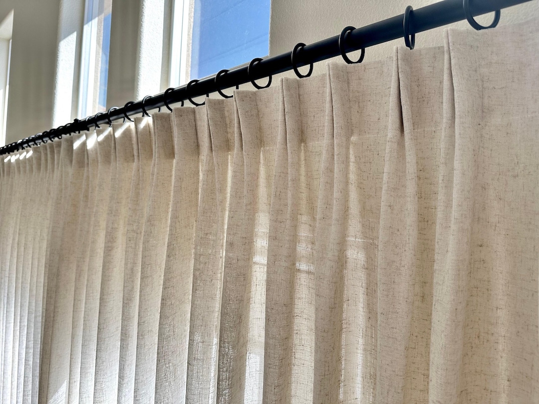 Lamar Natural Linen Look Sheer Handcrafted Drapery Sheer Pinch Pleated ...