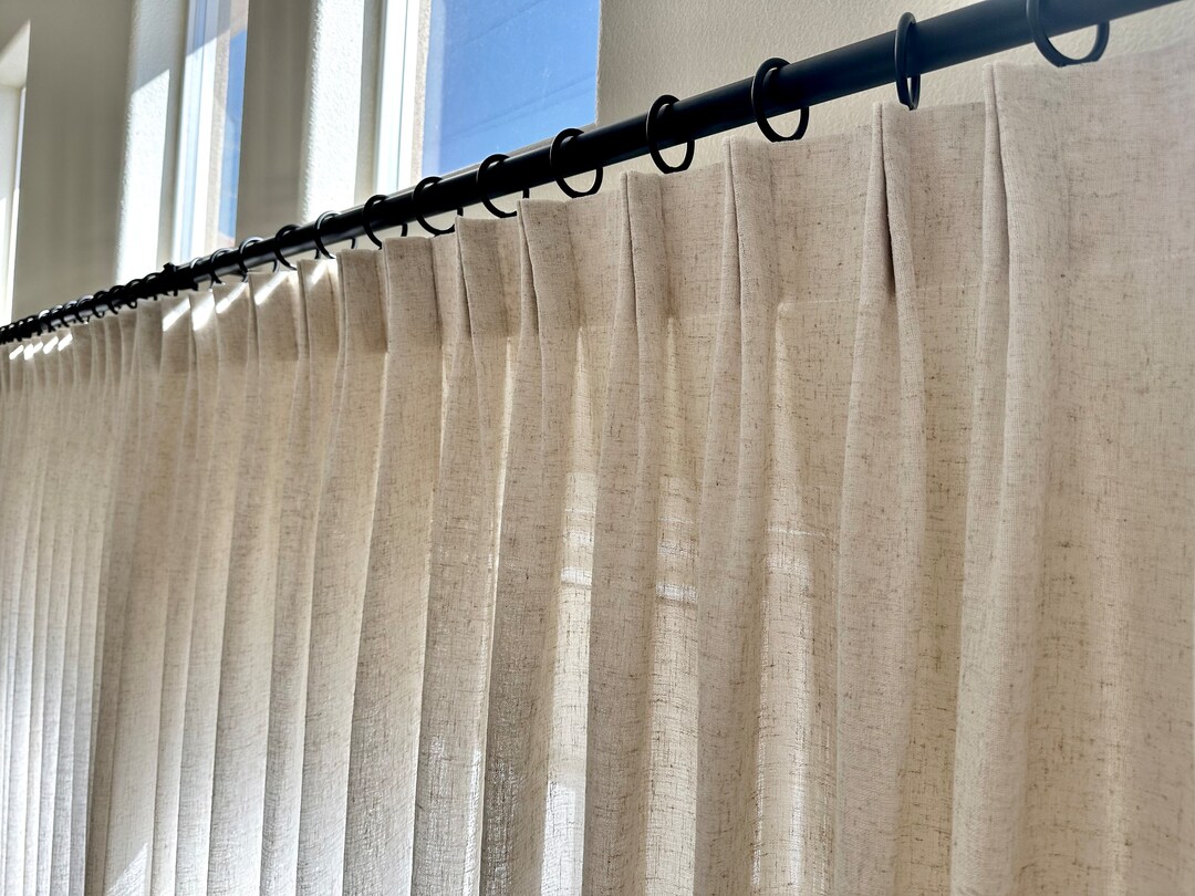 Lamar Natural Linen Look Sheer Handcrafted Drapery Sheer Pinch Pleated ...