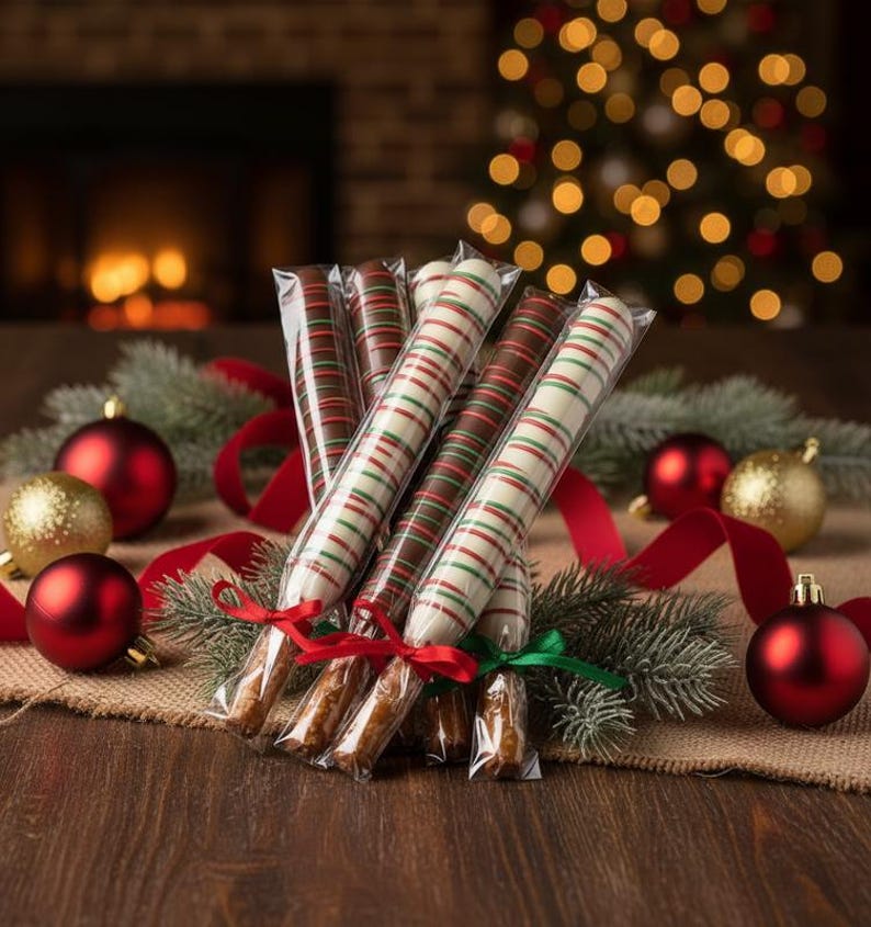 Christmas Pretzel Rods | Christmas Chocolate Covered Pretzel Rods ...