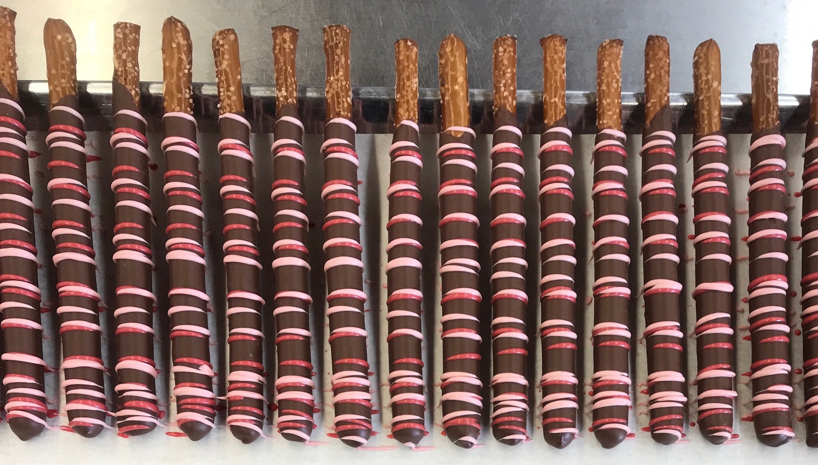 Valentine Chocolate Covered Pretzel Rods, Individually Wrapped, no Flat ...