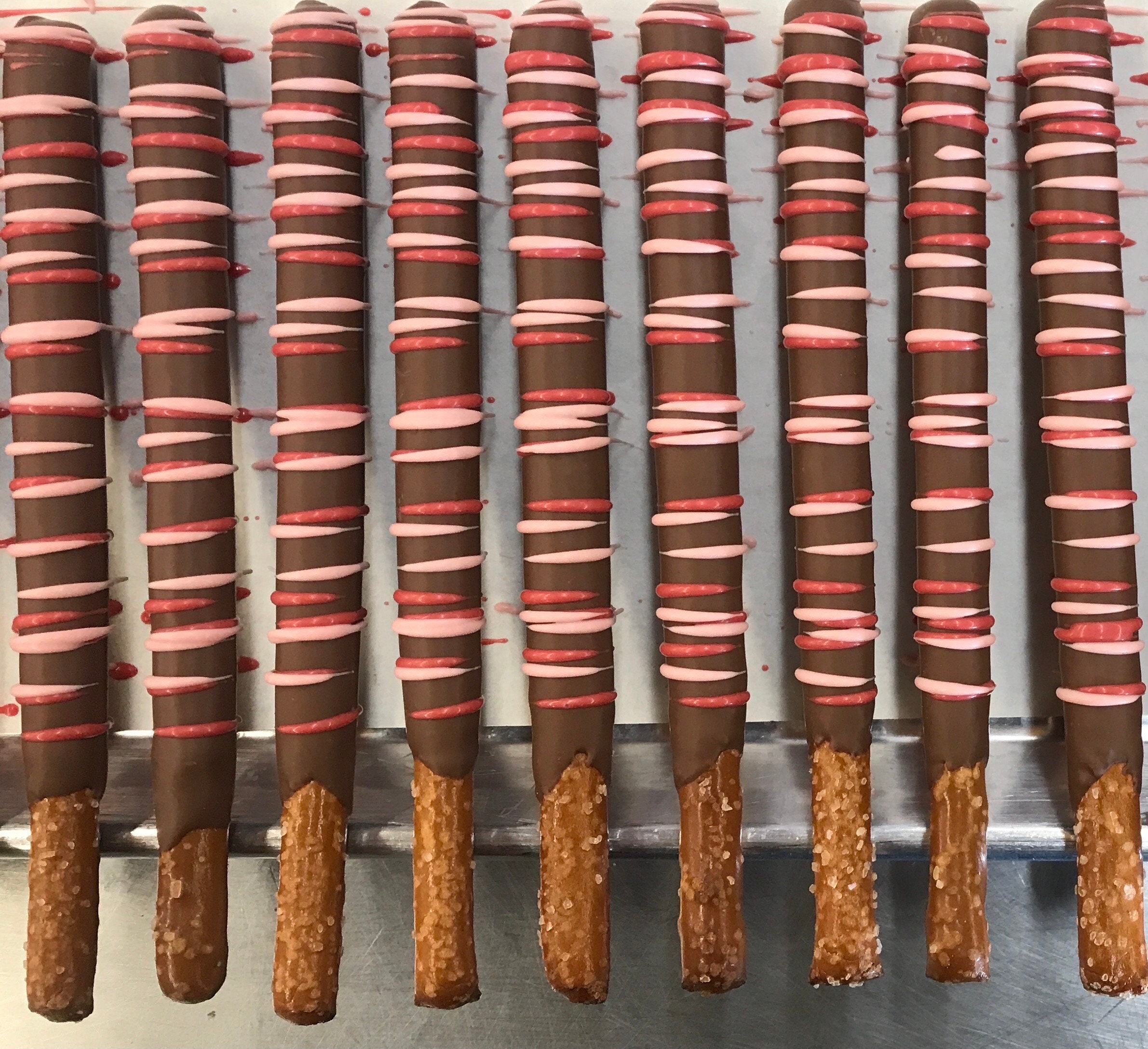 Valentine Chocolate Covered Pretzel Rods, Individually Wrapped, no Flat ...