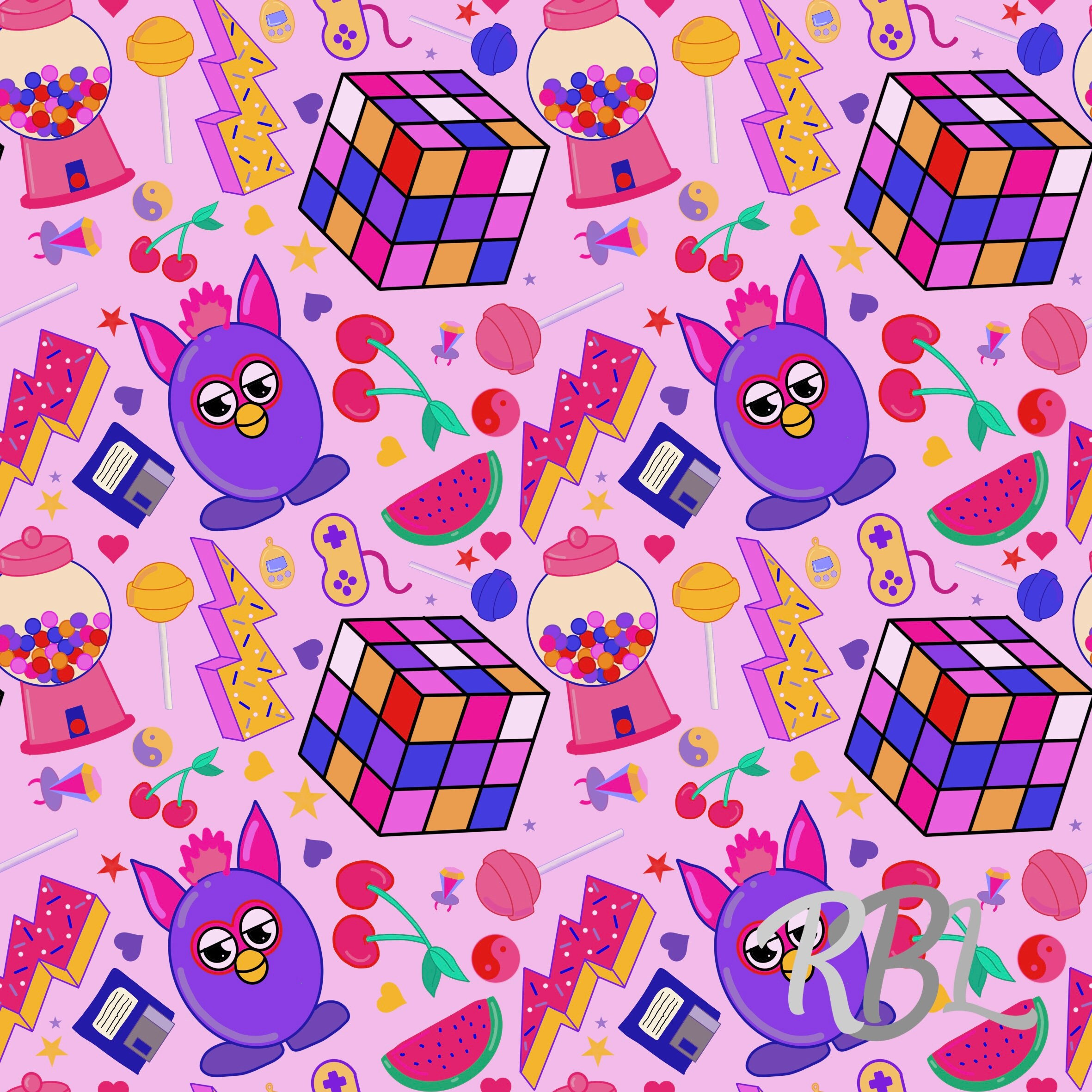 90s Retro Toys Fun Cube Furby Repeat Surface Fabric Seamless Pattern - Etsy