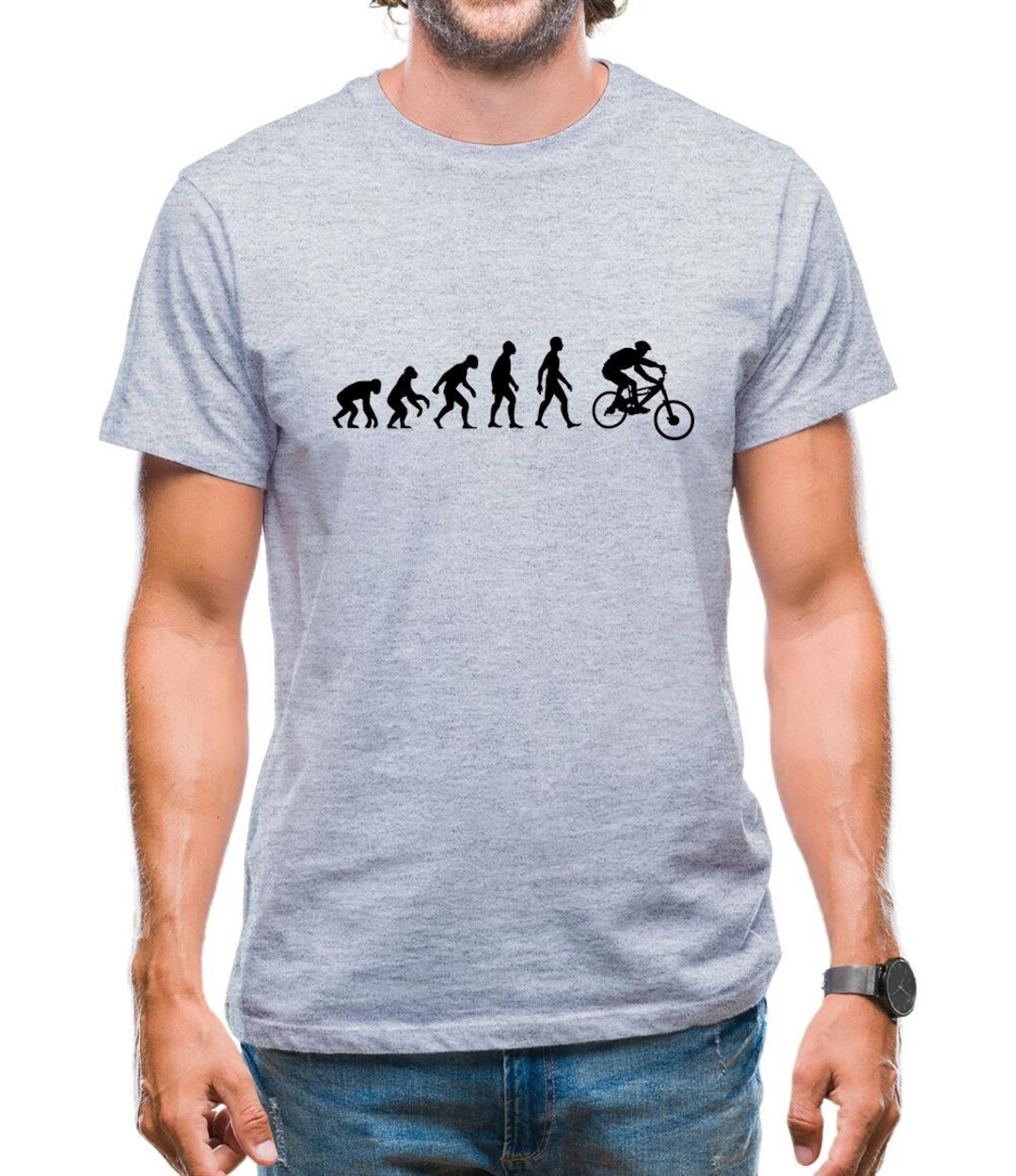 Evolution of Man Mountain Bike Mens T-shirt - Etsy
