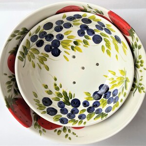 Blueberry Ceramic Colander Set - Etsy