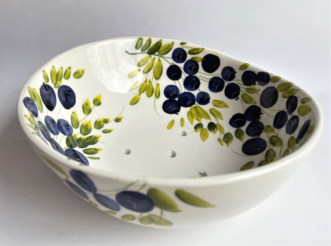 Blueberry Ceramic Colander Bowl - Etsy