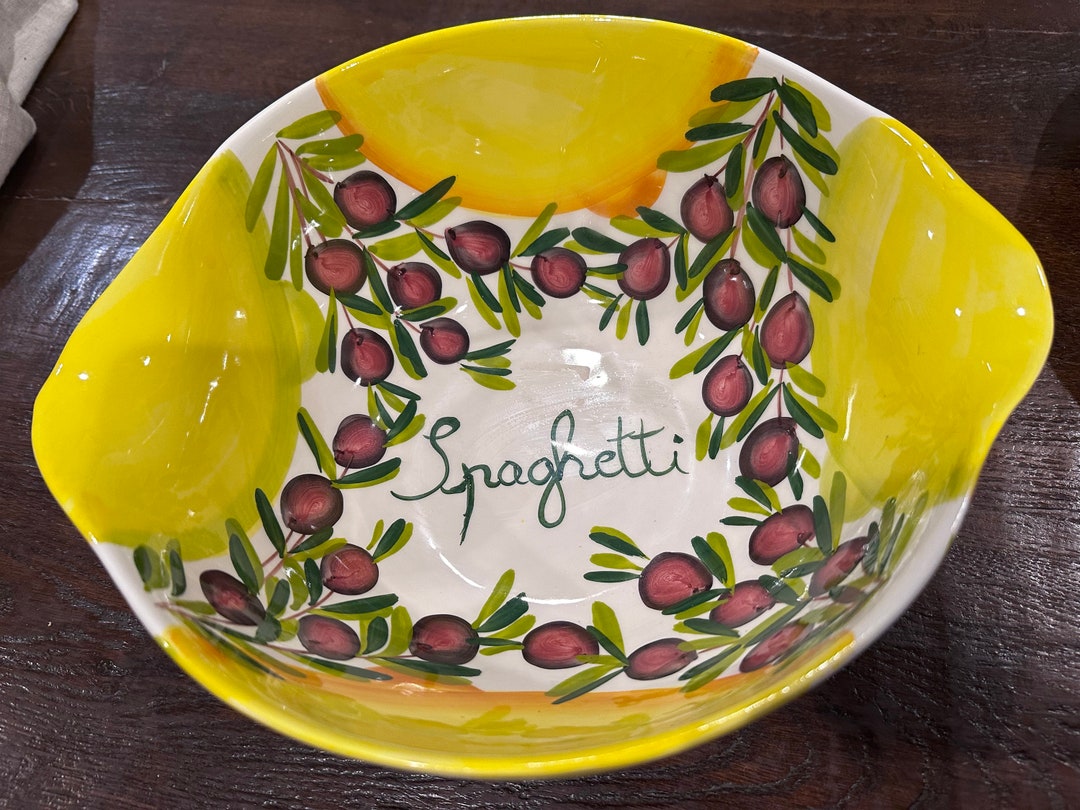 Hand-painted Maltese Spaghetti Bowl With Spout - Etsy