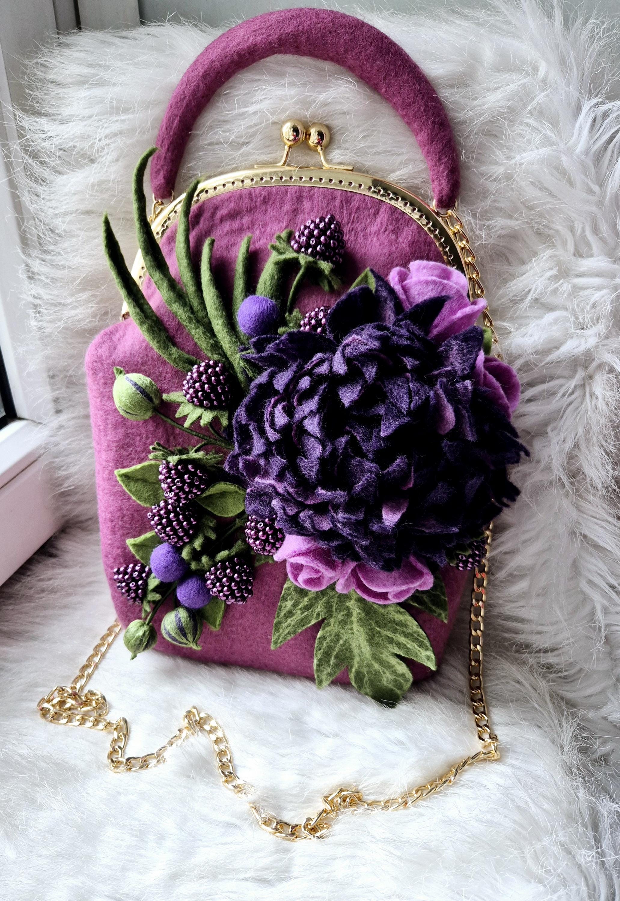 Handmade Felted Blackberry Purse: Designer Vegan Shoulder Bag - Etsy