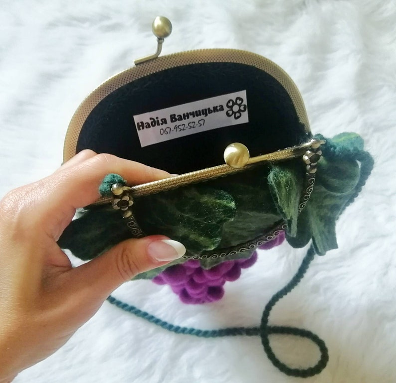Designer Purse Felted Grape on a Purse Purple Felted Purse | Etsy
