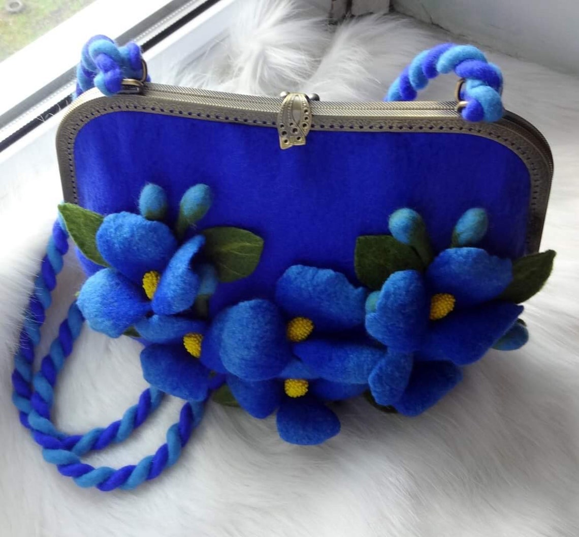 Felted Flower Handbag: Handmade Wool Purse, Designer Bag - Etsy