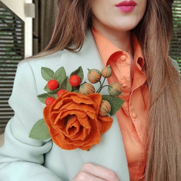 Orange Brooch - Etsy