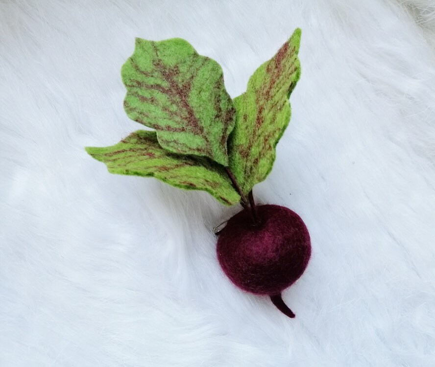 Felted Beet Brooch Felt Vegetables Beet Felted Brooch Felt | Etsy