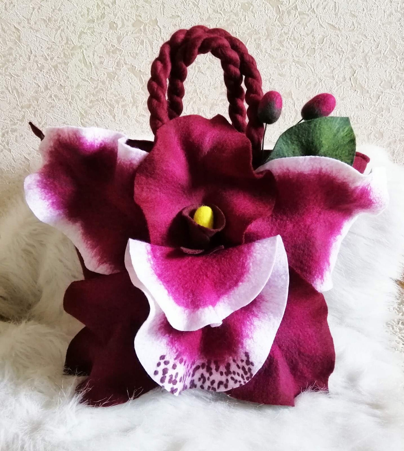 Felted Orchid Bag: Large Handmade Vegan Flower Purse - Etsy