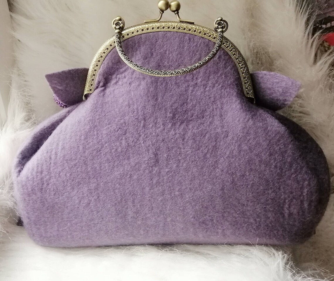 Felted Flower Bag: Handmade Merino Wool Purse, Vegan Designer Bag - Etsy