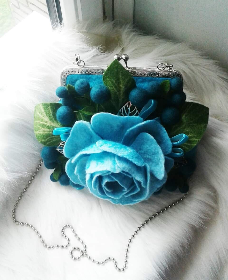 Felted Hand Bag for Women Flowers Purse Felted Bag Wool Felted - Etsy