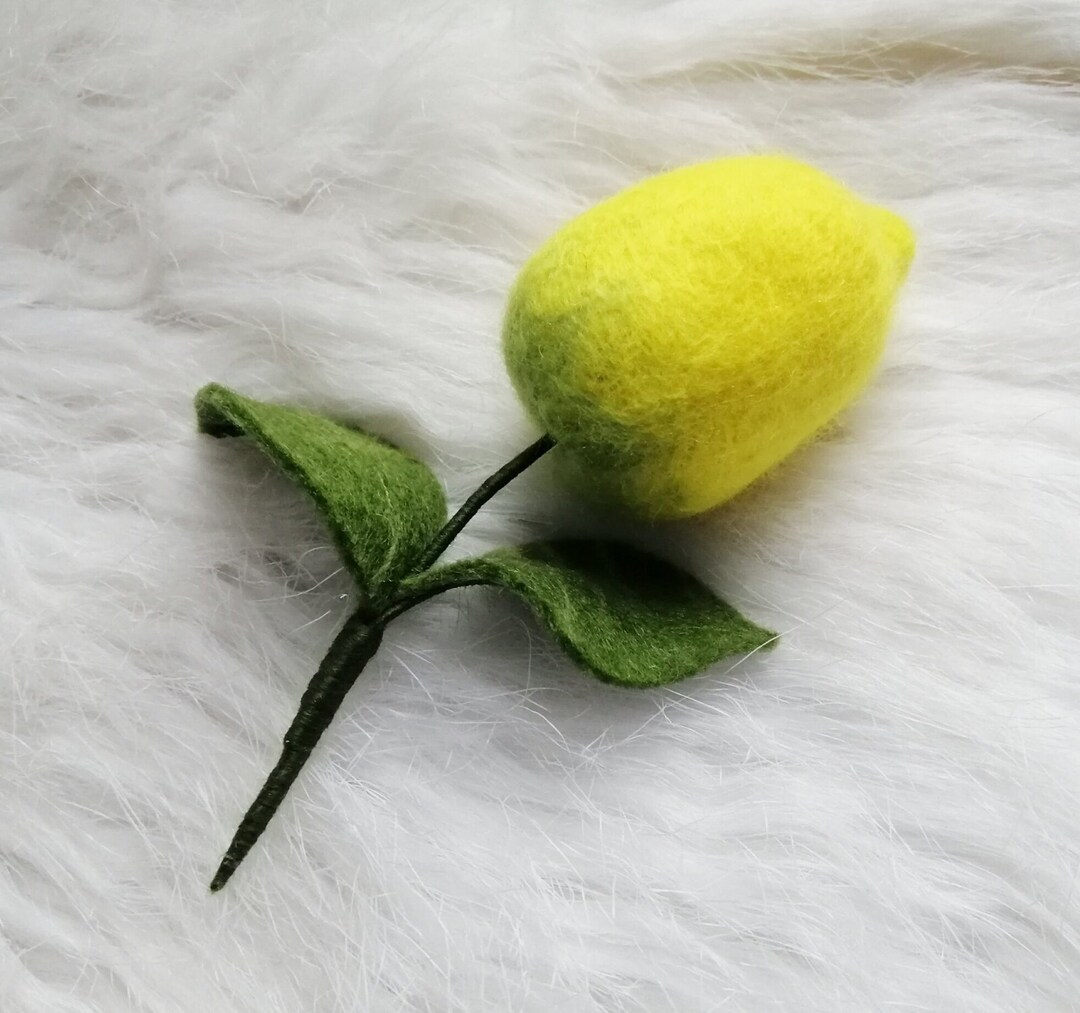 Felted Lemon Brooch Felt Fruit Lemon Felted Brooch Felt Lemon Brooch ...